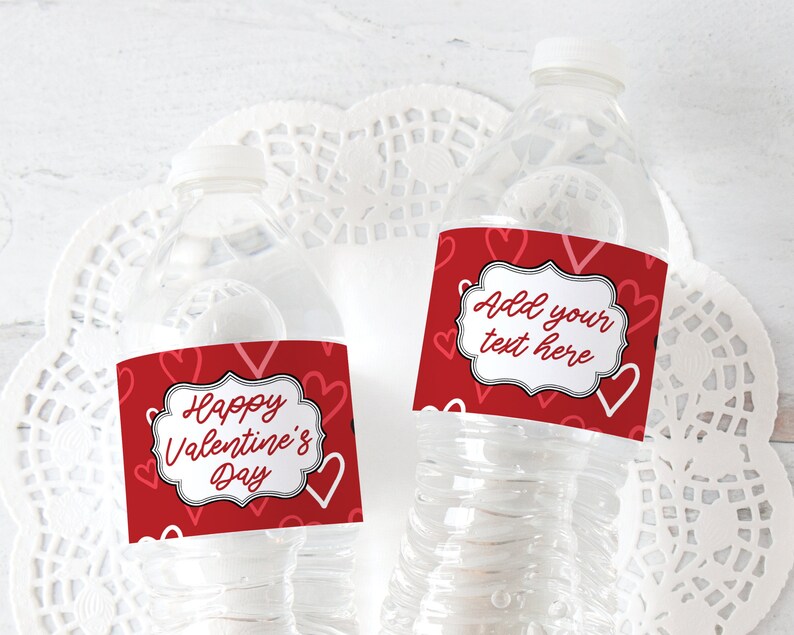 Valentine Water Bottle Label Printable Corjl Editable - Etsy