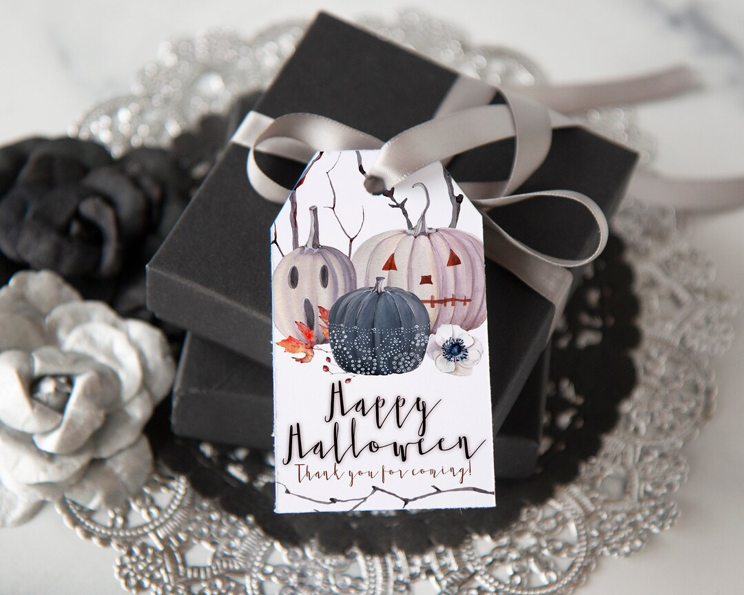 Eerie Pumpkin Halloween Gift Tag PRINTABLE Favor Tag That - Etsy
