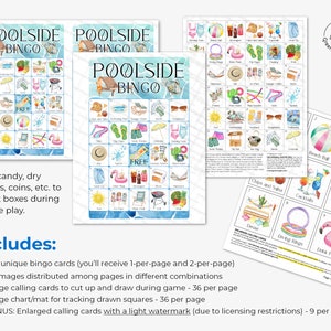 Poolside Bingo - 50 PRINTABLE Unique Cards. Grownup/adult Swim Party ...