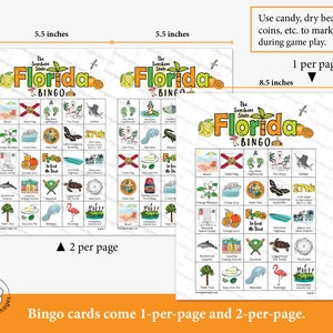 Florida Bingo Cards - 50 PRINTABLE Unique Cards You Download Instantly ...