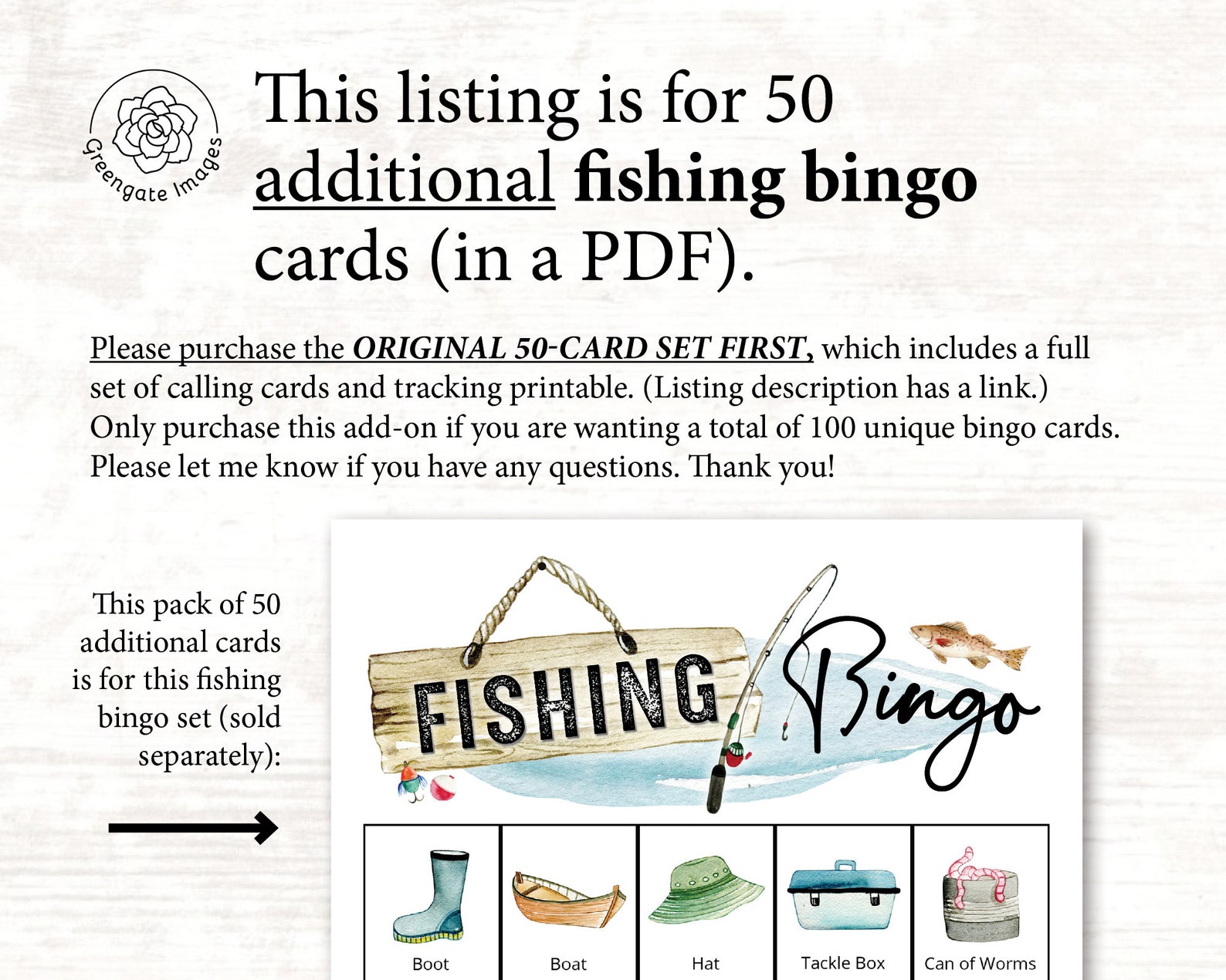 ADD-ON: 50 Additional Fishing Bingo Cards numbered 51-100 to - Etsy