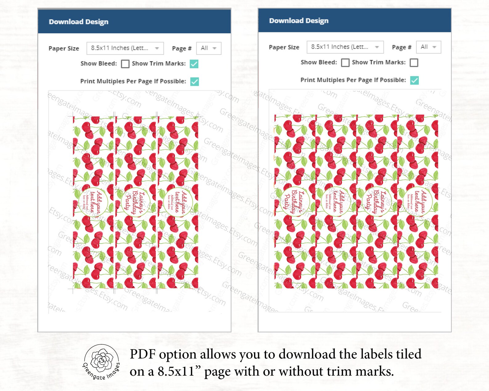 Cherry Water Bottle Label Printable Corjl Editable Party | Etsy