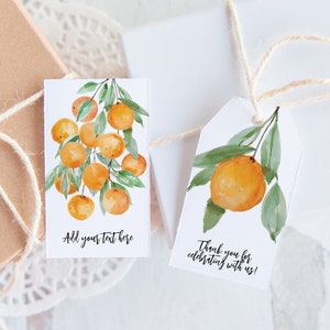 Orange Gift Tags - Watercolor Oranges Leaves, Corjl Editable, Favor ...