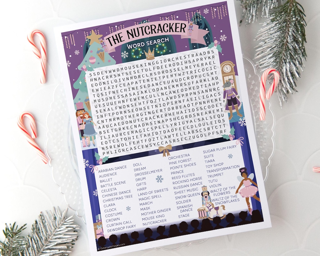Nutcracker Word Search - PRINTABLE Downloadable Activity. Cute ...