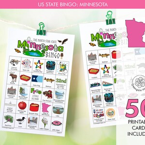 Minnesota Bingo Cards 50 PRINTABLE Unique Cards. Download Instantly. MN ...