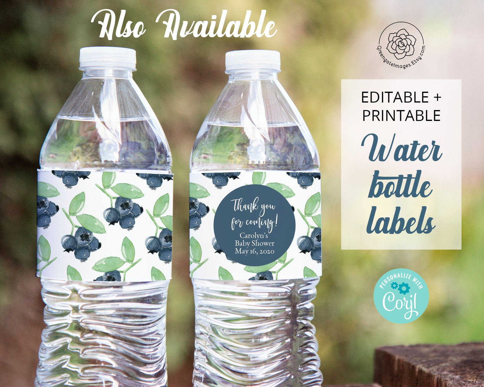 Blueberry Gift Tags Printable Gift Tag Editable Corjl - Etsy