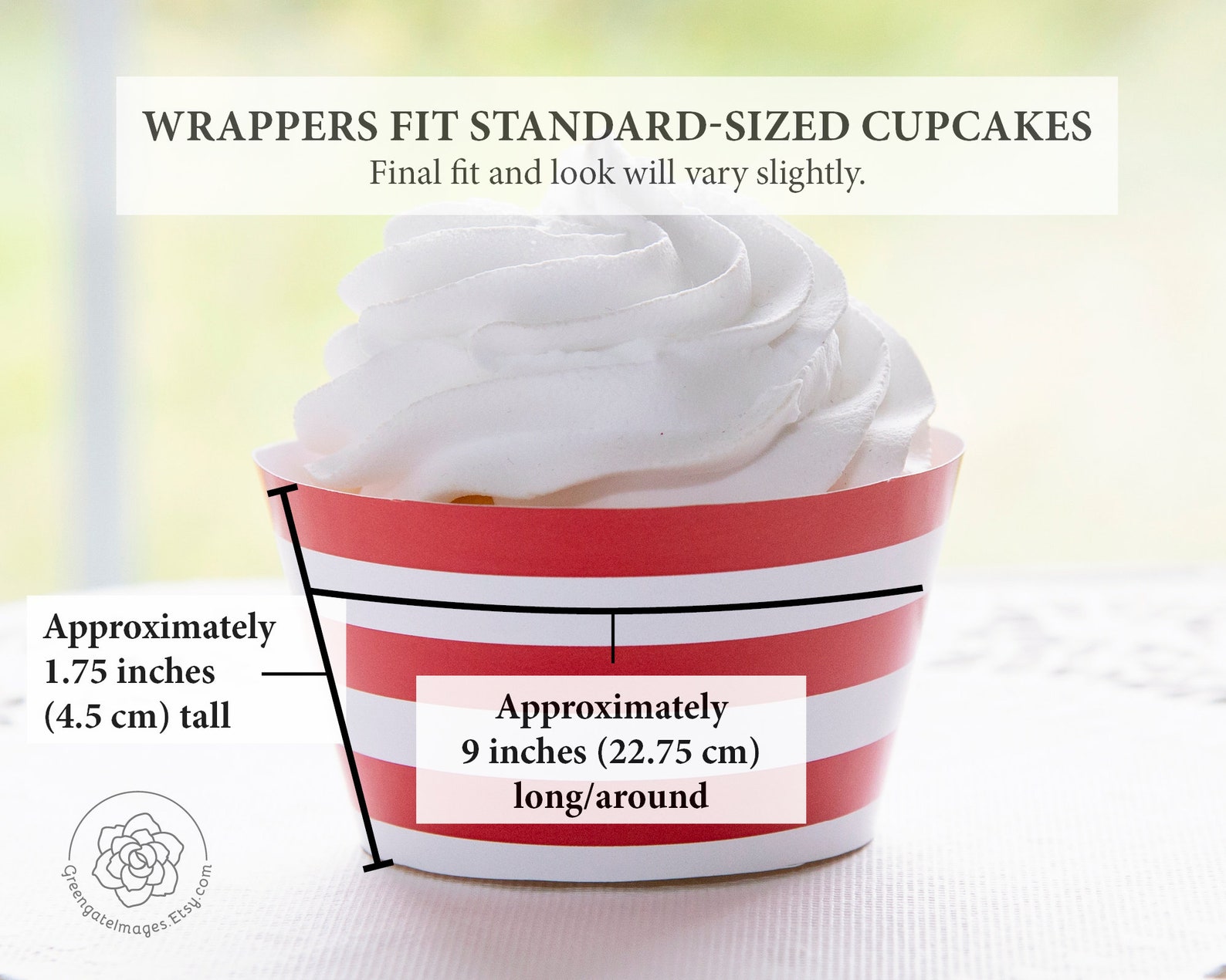 Red Striped Printable Cupcake Wrapper Instant Digital | Etsy