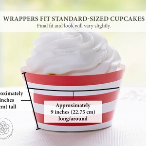 Red Striped Printable Cupcake Wrapper - Instant Digital Download, Party ...