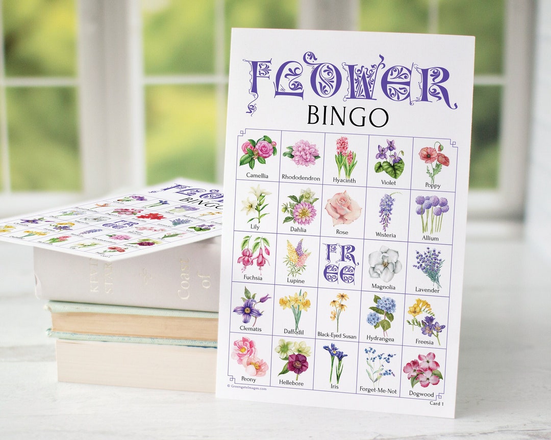 Flower Bingo Cards: Printable Bingo 50 Cards Senior Citizen - Etsy
