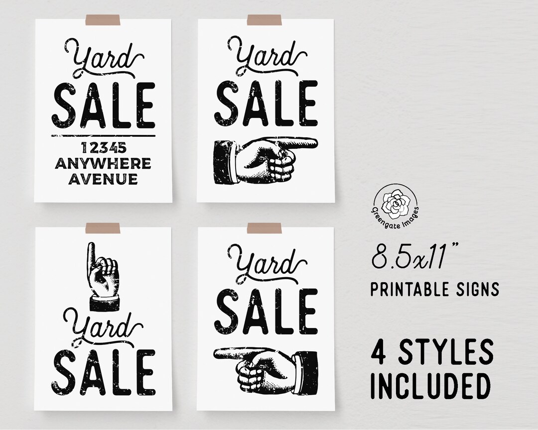 8.5x11 Yard Sale Signs PRINTABLE 4-pack of Signs With - Etsy