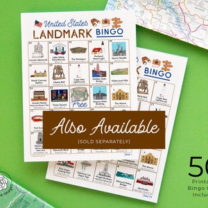 National Parks Bingo - 50 Cards, PRINTABLE, Senior Citizen Activities ...