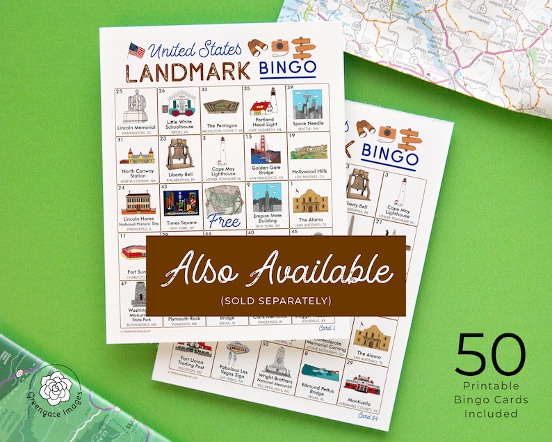 National Parks Bingo - 50 Cards, PRINTABLE, Senior Citizen Activities ...