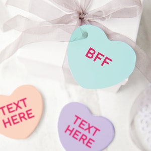 Candy Heart Gift Tags - Corjl Editable, Favor Tags, Printable Hang Tags ...