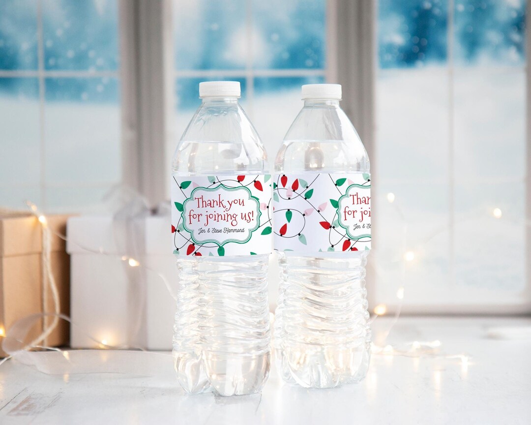 Christmas Water Bottle Label - Printable, Corjl Editable, Beverage Wrap ...