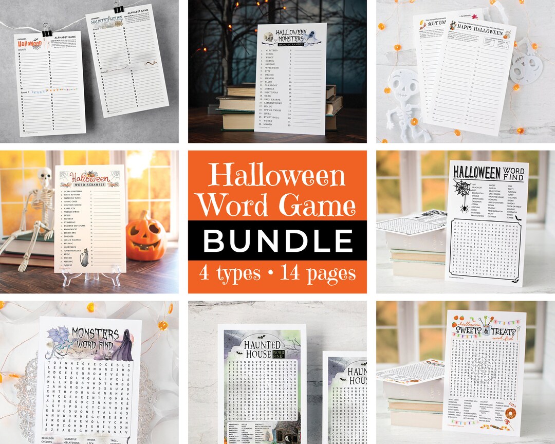 Halloween Word Game Bundle - PRINTABLE Instant Digital Download Pdfs ...