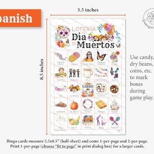 Lotería Del Día De Muertos - 50 PRINTABLE Bingo Cards W/color Pictures ...
