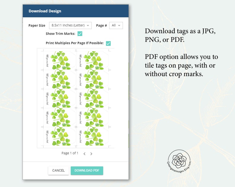 Shamrock Gift Tags St. Patrick's Day Printables Corjl | Etsy