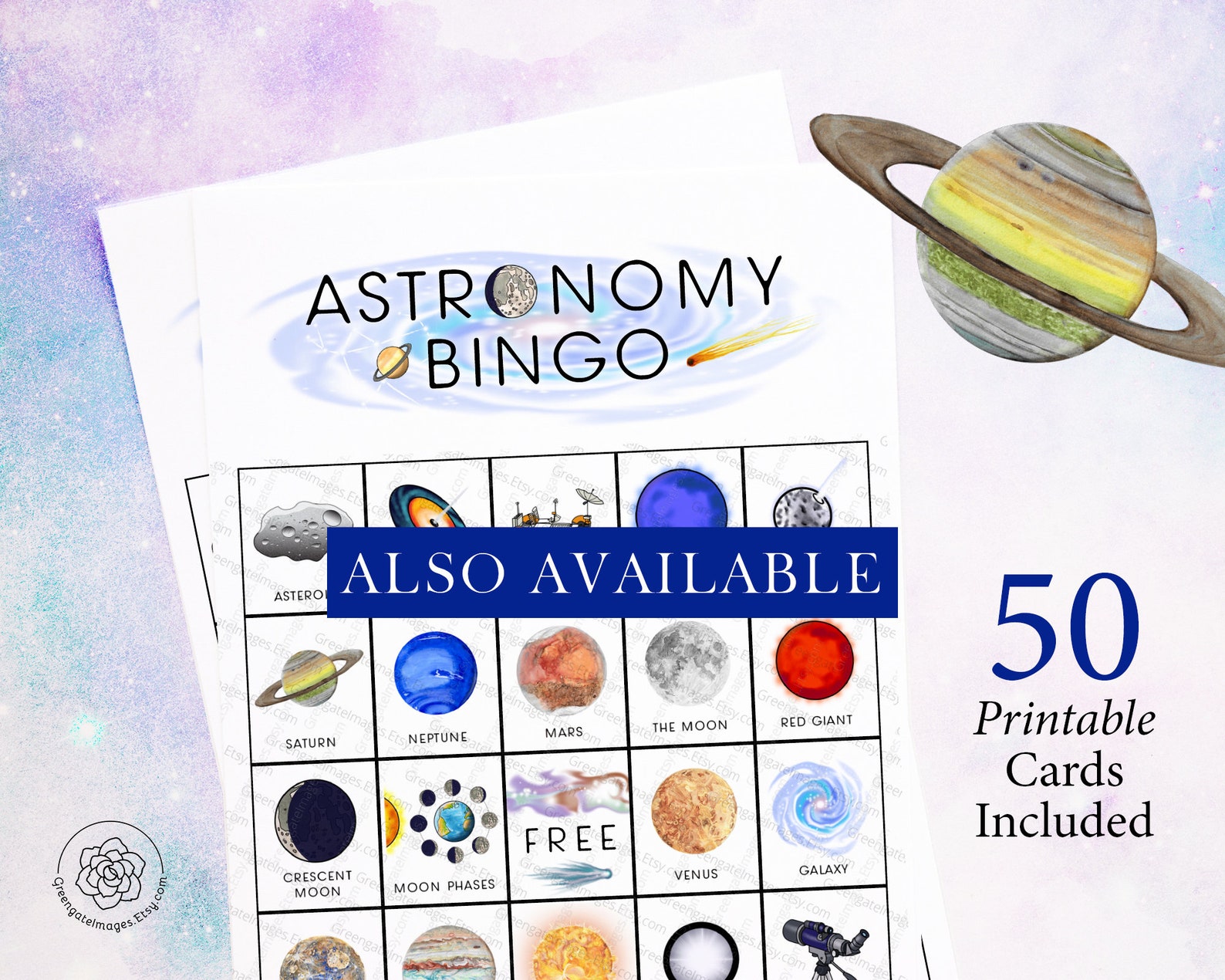 Weather Bingo Cards: Printable Bingo Cards, 50 Cards, Kids Game ...