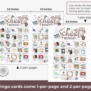 School Bingo (jr. High & HS) - 50 PRINTABLE Unique Cards. Instant ...