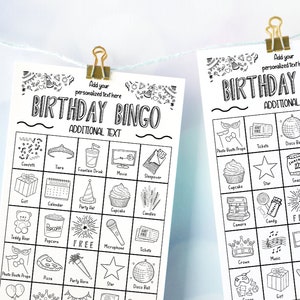 Personalized Birthday Bingo: 50 Printable Bingo Cards BW Customized ...