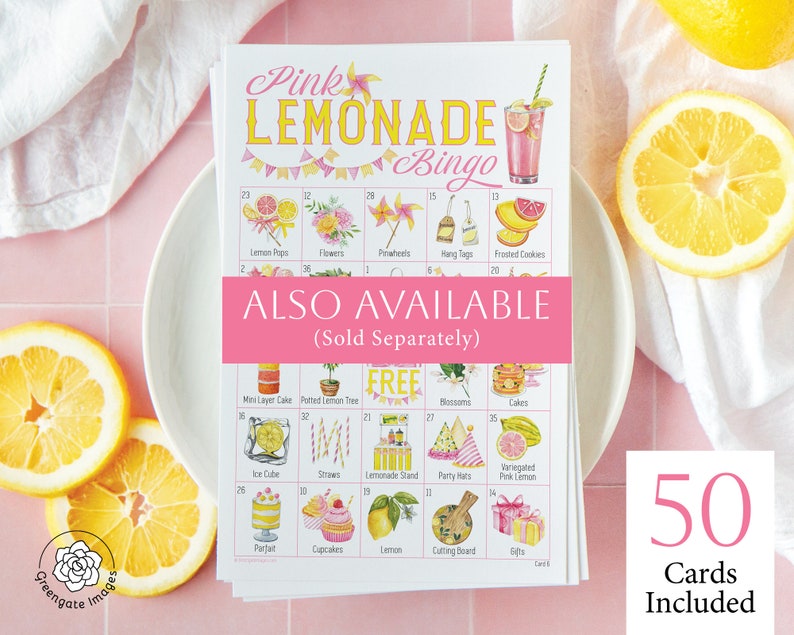 Lemon Bingo - 50 PRINTABLE Unique Cards. Instant Digital Download PDF ...