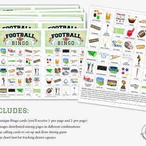 Football Bingo: PRINTABLE 50 Cards, Bingo Pdf Game, Fan Party Game ...