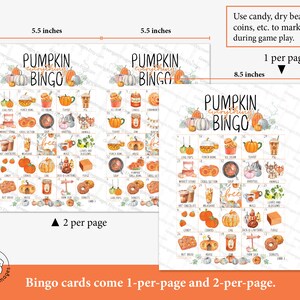 Pumpkin Bingo - 50 PRINTABLE Unique Cards. Instant Digital Download PDF ...