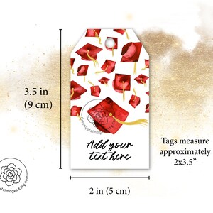 Red Graduation Cap Gift Tags - PRINTABLE Editable Corjl, Favor Bag Tag ...