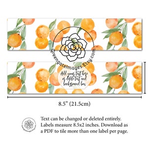Oranges Water Bottle Label - Printable, Corjl Editable, Party Decor ...