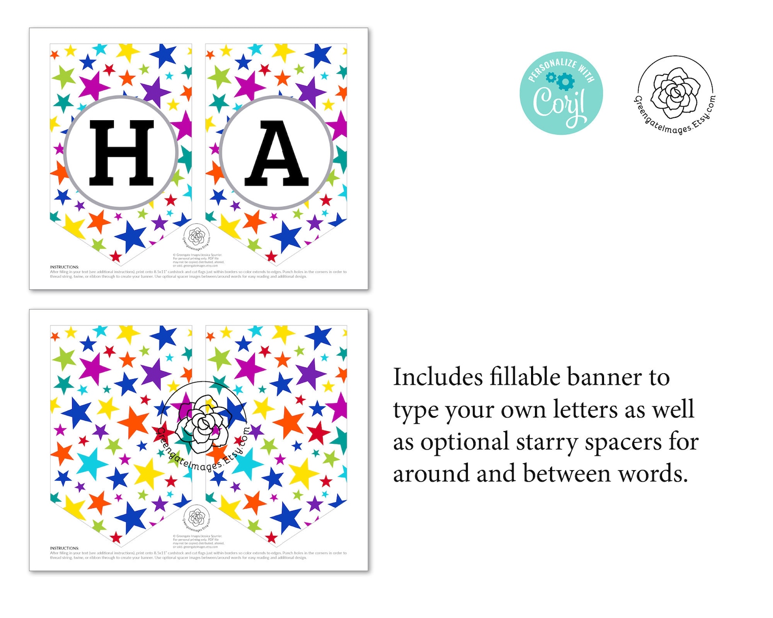 Birthday Banner - Printable Bunting, Custom Message, Letter Banner ...