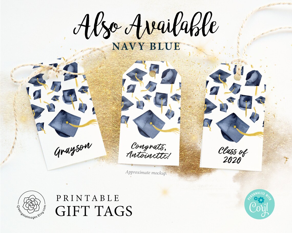 Navy Blue Graduation Bunting PRINTABLE Graduation Cap - Etsy
