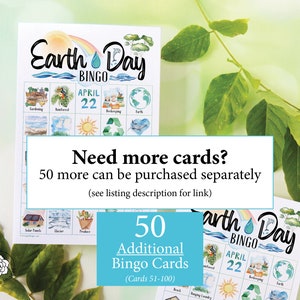 Earth Day Bingo - 50 PRINTABLE Unique Cards. Instant Digital Download ...