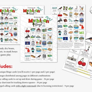 Michigan Bingo Cards - 50 PRINTABLE Unique Cards to Download Instantly ...