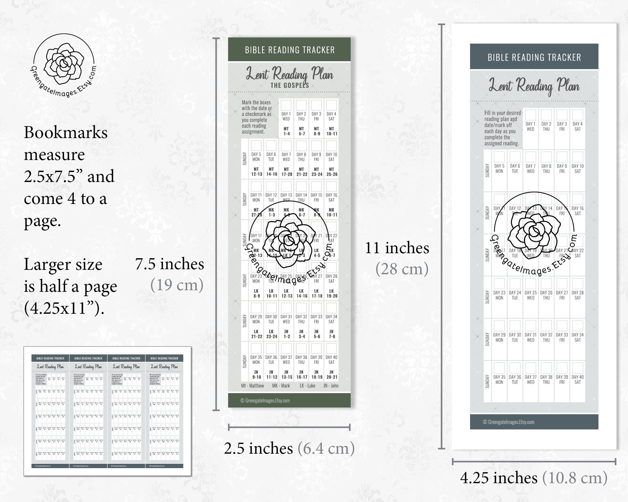 Lent Bookmark Bible Tracker - Printable Bookmark, Lenten Reading Plan ...