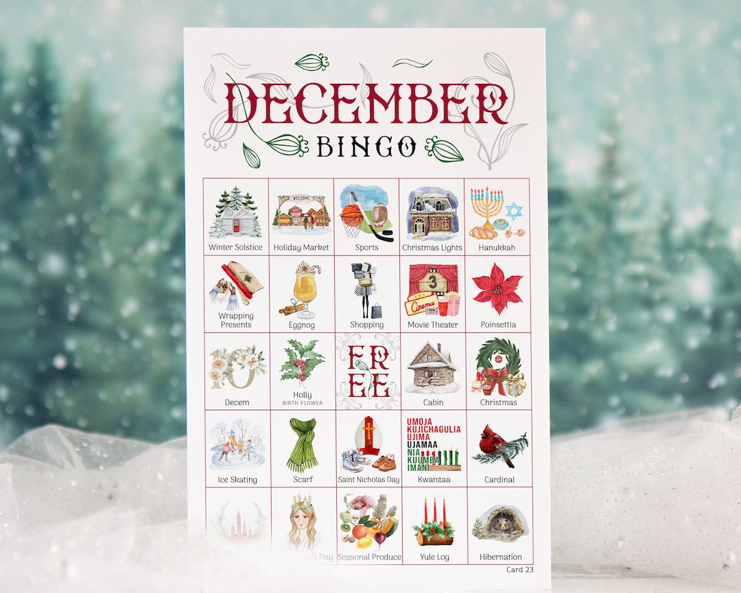 December Bingo - 50 PRINTABLE Unique Cards. Instant Digital Download ...