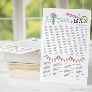 Ice Cream Flavors Word Search - PRINTABLE Downloadable Activity. Fun ...