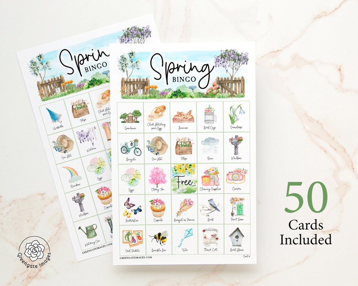 Spring Bingo Cards: Printable Bingo 50 Cards Senior Citizen | Etsy