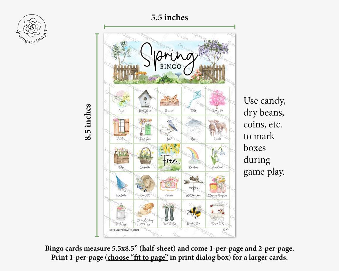 Spring Bingo Cards: Printable Bingo 50 Cards Senior Citizen | Etsy