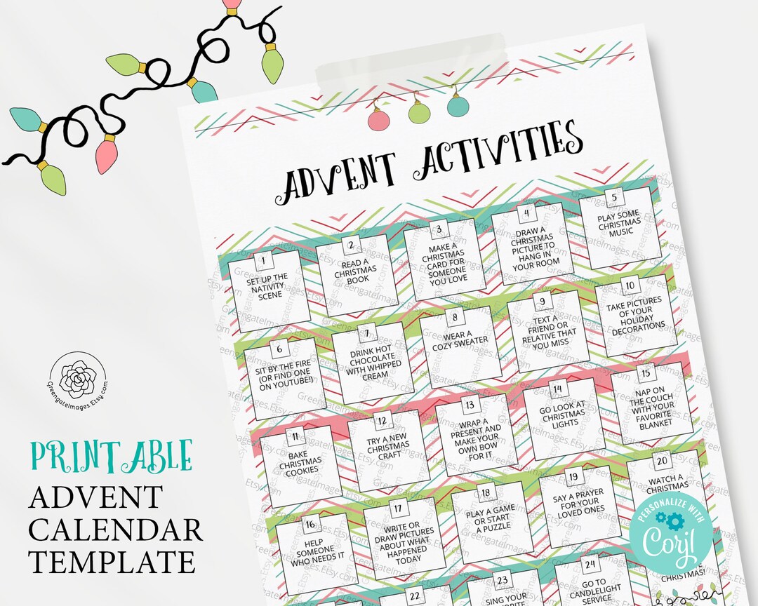 PRINTABLE Advent Calendar - Kids Advent Calendar Template, Edit in ...