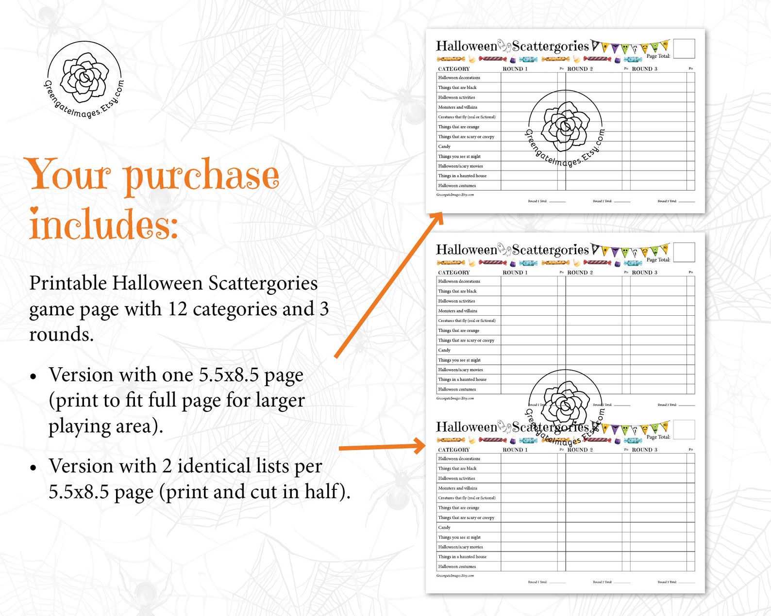 Halloween Categories - PRINTABLE Instant Download PDF. Party Game ...