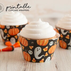 Halloween Cupcake Wrappers - Printable Cupcake Wraps With Watercolor ...