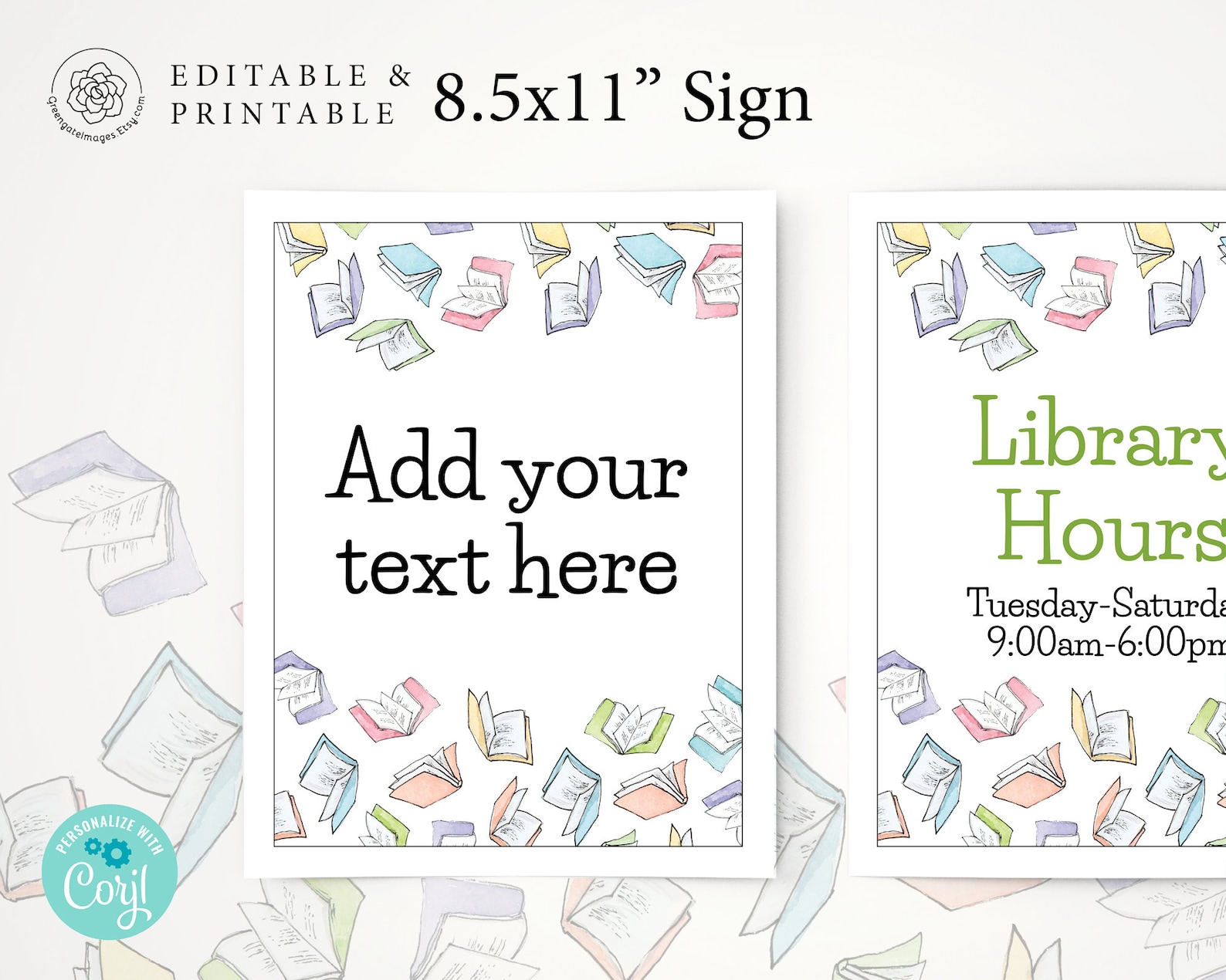 Sign Template Editable Corjl, 8.5x11 Sign, Book Sign, Letter Size Flyer ...