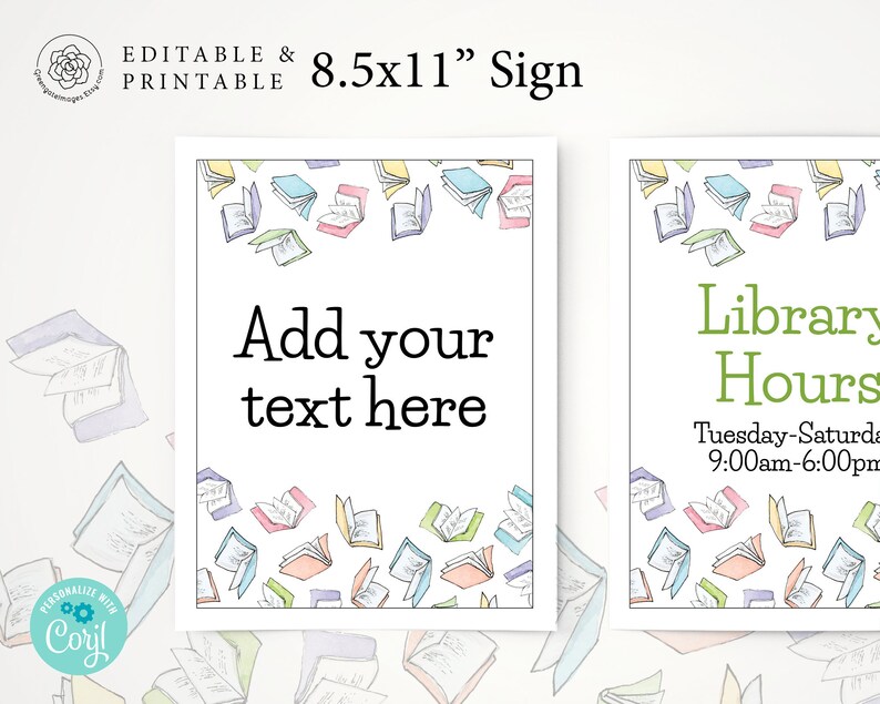 Sign Template editable corjl 8.5x11 sign book sign | Etsy