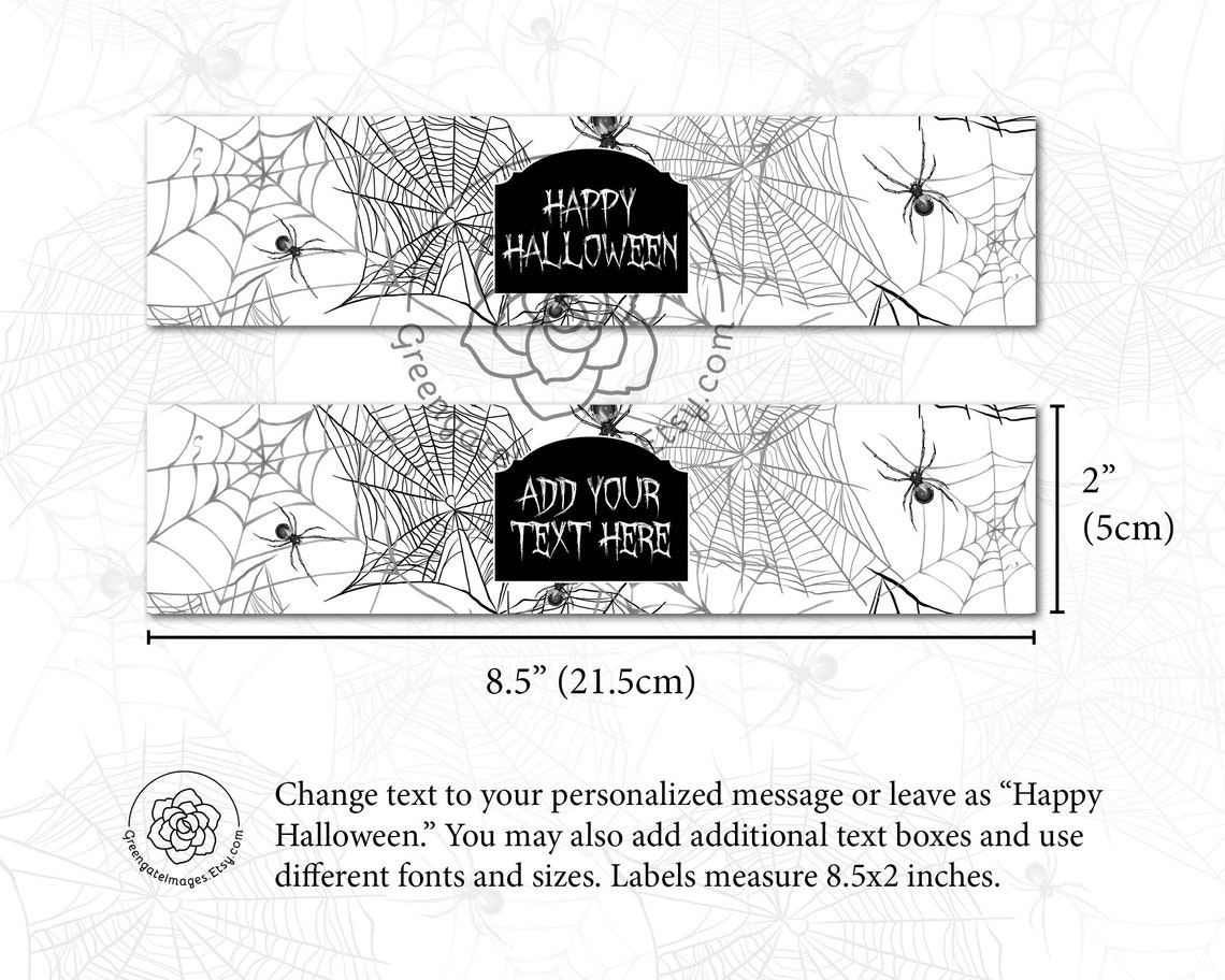 Spiderweb Halloween Water Bottle Label Printable Corjl - Etsy