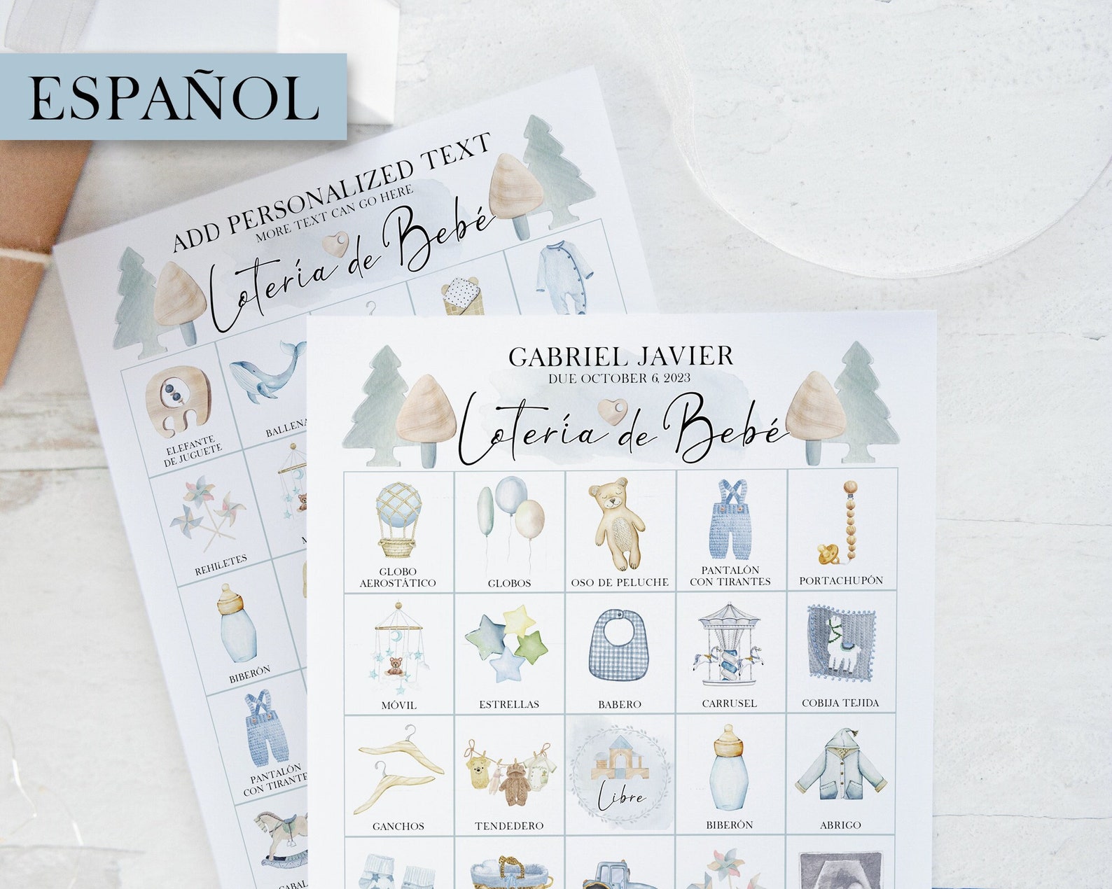 BOY Lotería De Bebé: 100 Cards, PRINTABLE Bingo Pdf, Personalized Baby ...