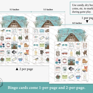 Lake Trip Bingo - 50 PRINTABLE Unique Cards. Instant Digital Download ...