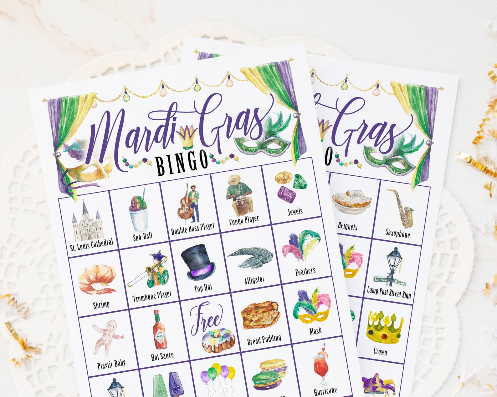 Mardi Gras Bingo Cards: 50 Printable Bingo Cards Senior | Etsy