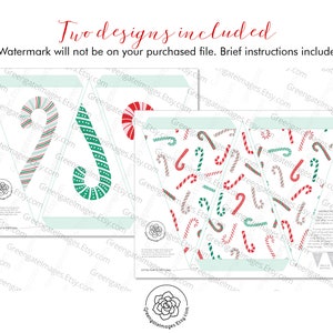 Candy Cane Bunting - PRINTABLE Banner, Instant Download, Christmas ...