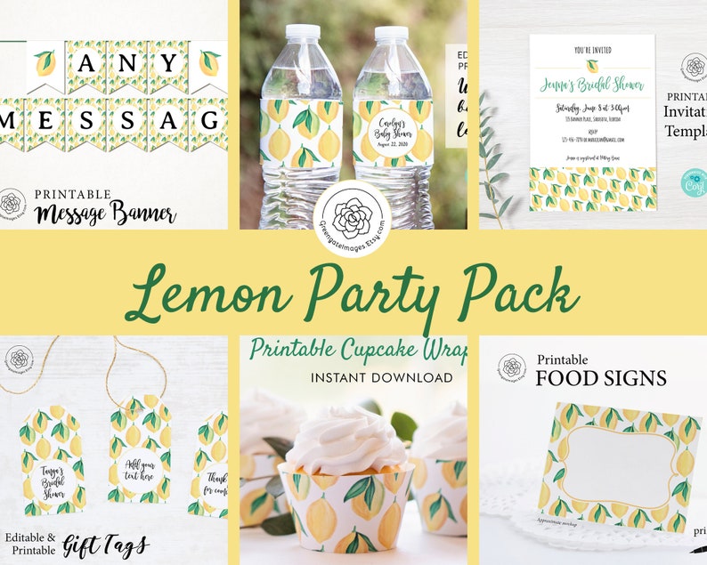 Lemon Buffet Signs Printable Placecards Corjl Lemons With | Etsy