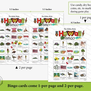 Hawaii Bingo Cards - 50 PRINTABLE Unique Cards Download Instantly. Fun ...
